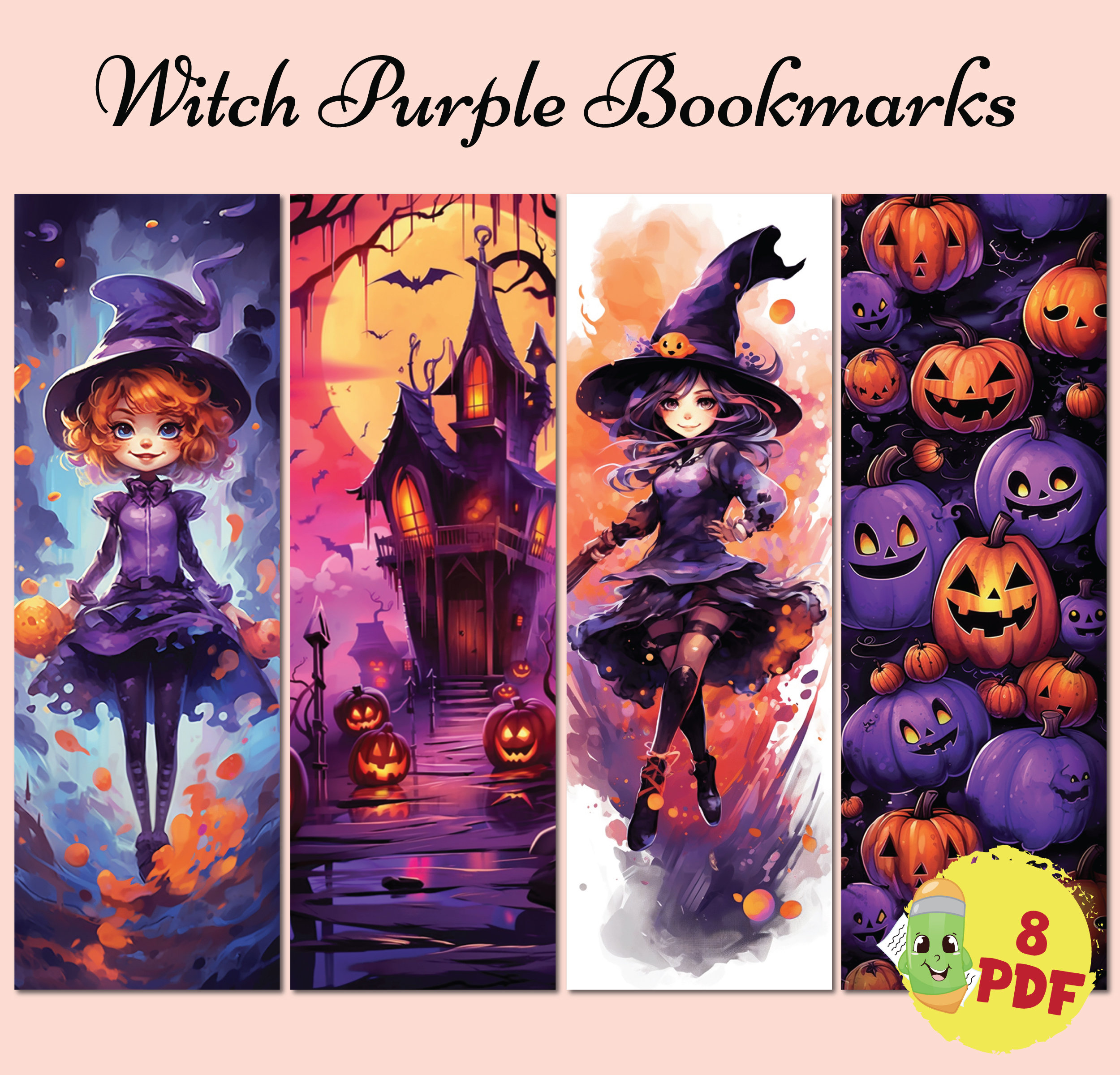 Printable Cute Halloween Bookmarks for Kids and Adults Black - Etsy