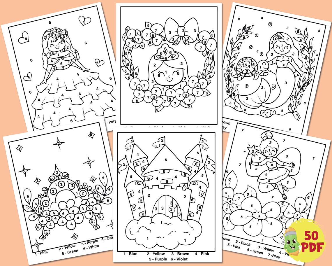 Printable Color by Numbers Coloring Pages for Kids and Girls, Coloring ...