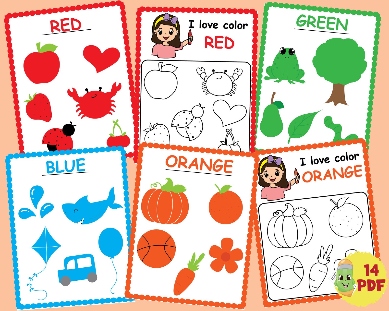 Color Activity Worksheets, Printable Coloring Pages, Busy Book for ...