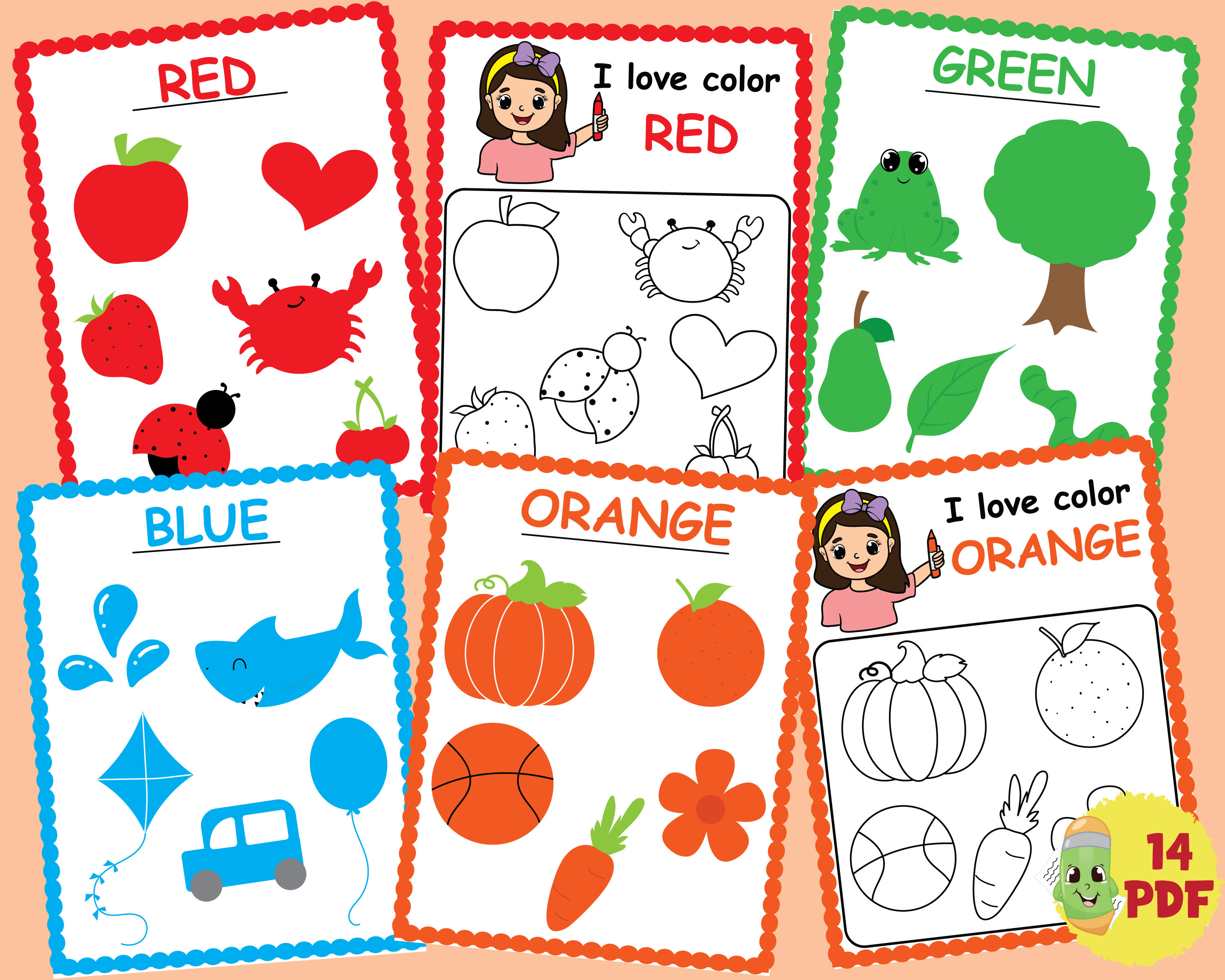 Color Activity Worksheets, Printable Coloring Pages, Busy Book for ...