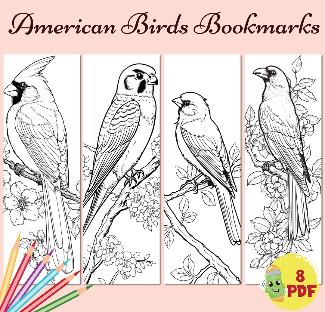 Printable American Birds Bookmarks for Kids and Adults, Digital ...