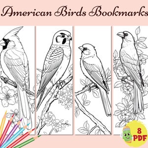 Printable American Birds Bookmarks for Kids and Adults, Digital ...