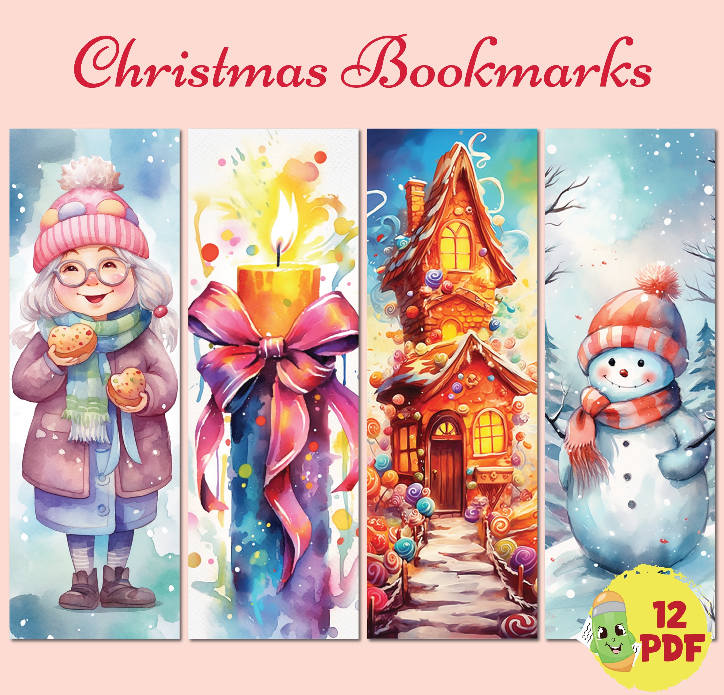 Printable Chrsitmas Bookmarks for Kids and Adults, Winter, Holidays ...