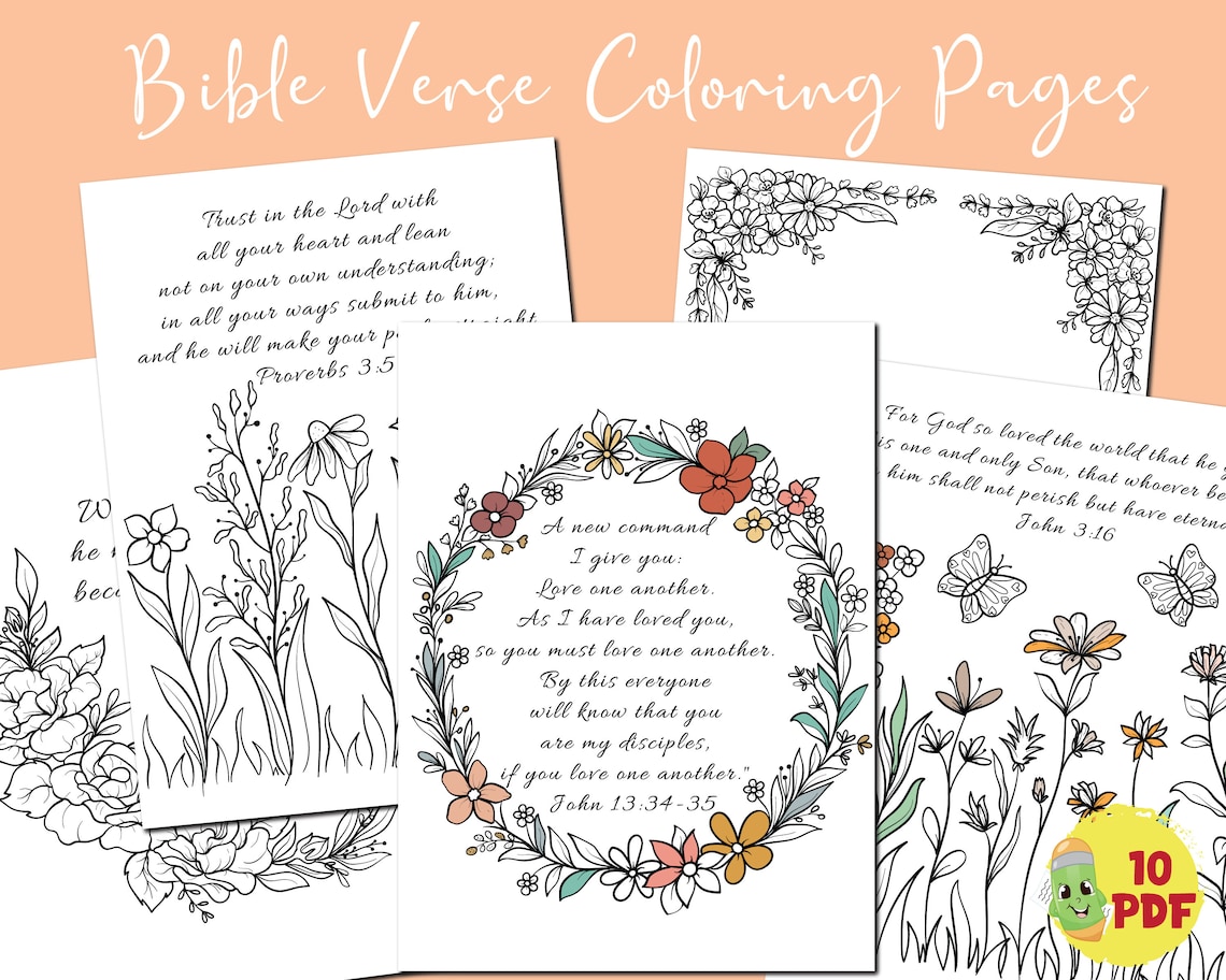 Bible Verse Coloring Pages for Adults and Kids, Printable Bible ...