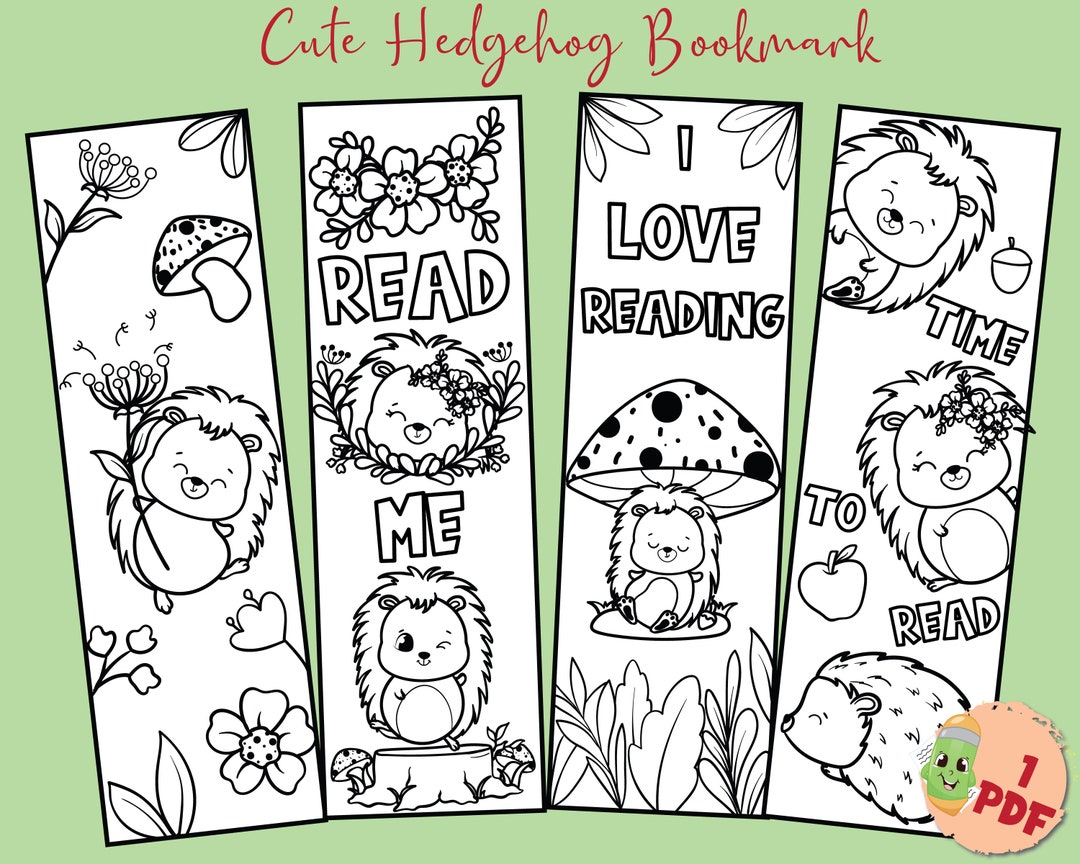 Printable Cute Hedgehog Coloring Bookmarks for Kids, Baby Ducky, Autumn ...