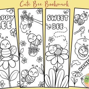Printable Cute Bee Coloring Bookmarks for Kids, Baby Ducky, Autumn ...