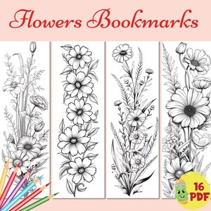 Printable Flowers Bookmarks for Kids and Adults, Digital Download ...
