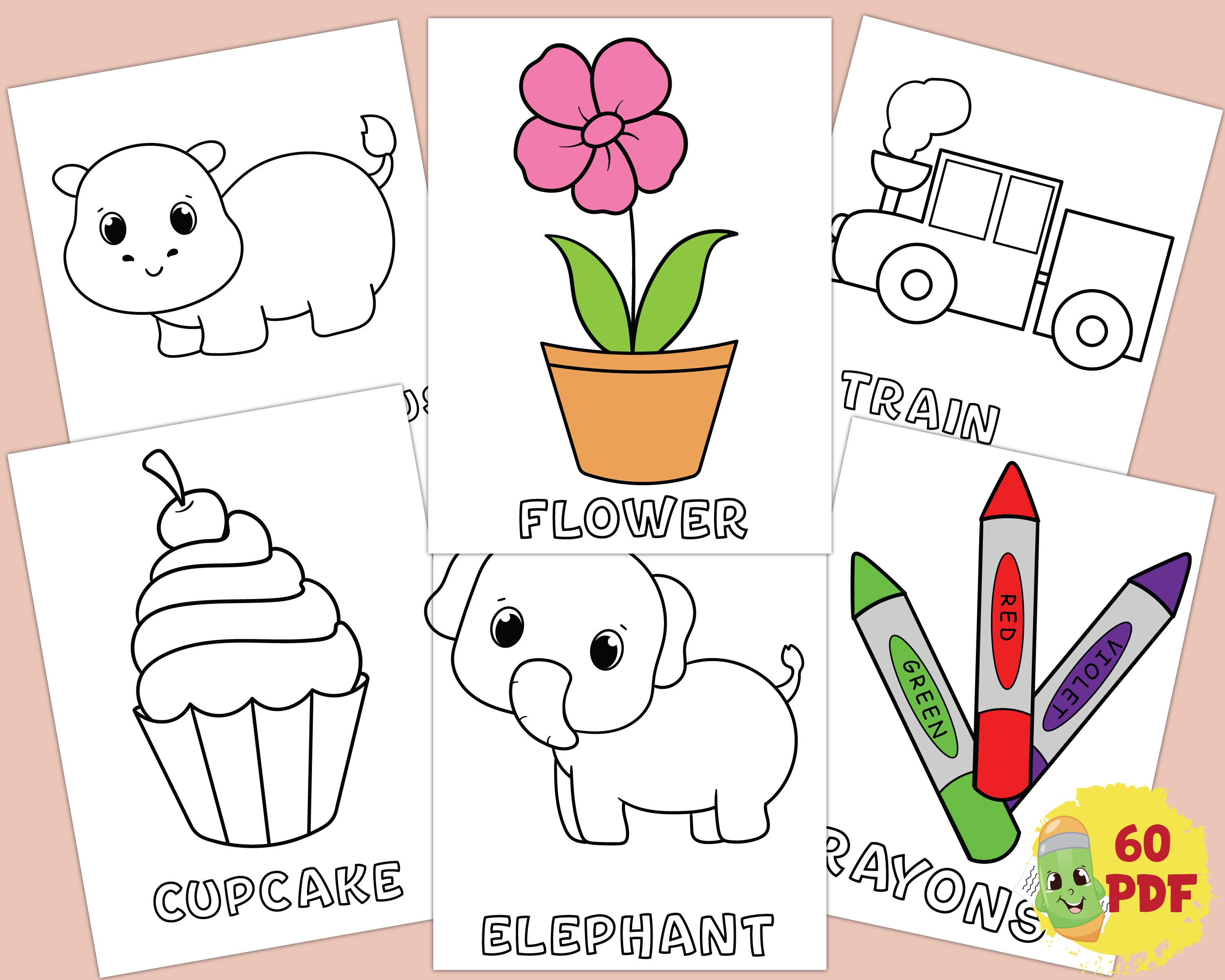 Big Picture Coloring Book for Kids, Simple Coloring Pages, Printable ...