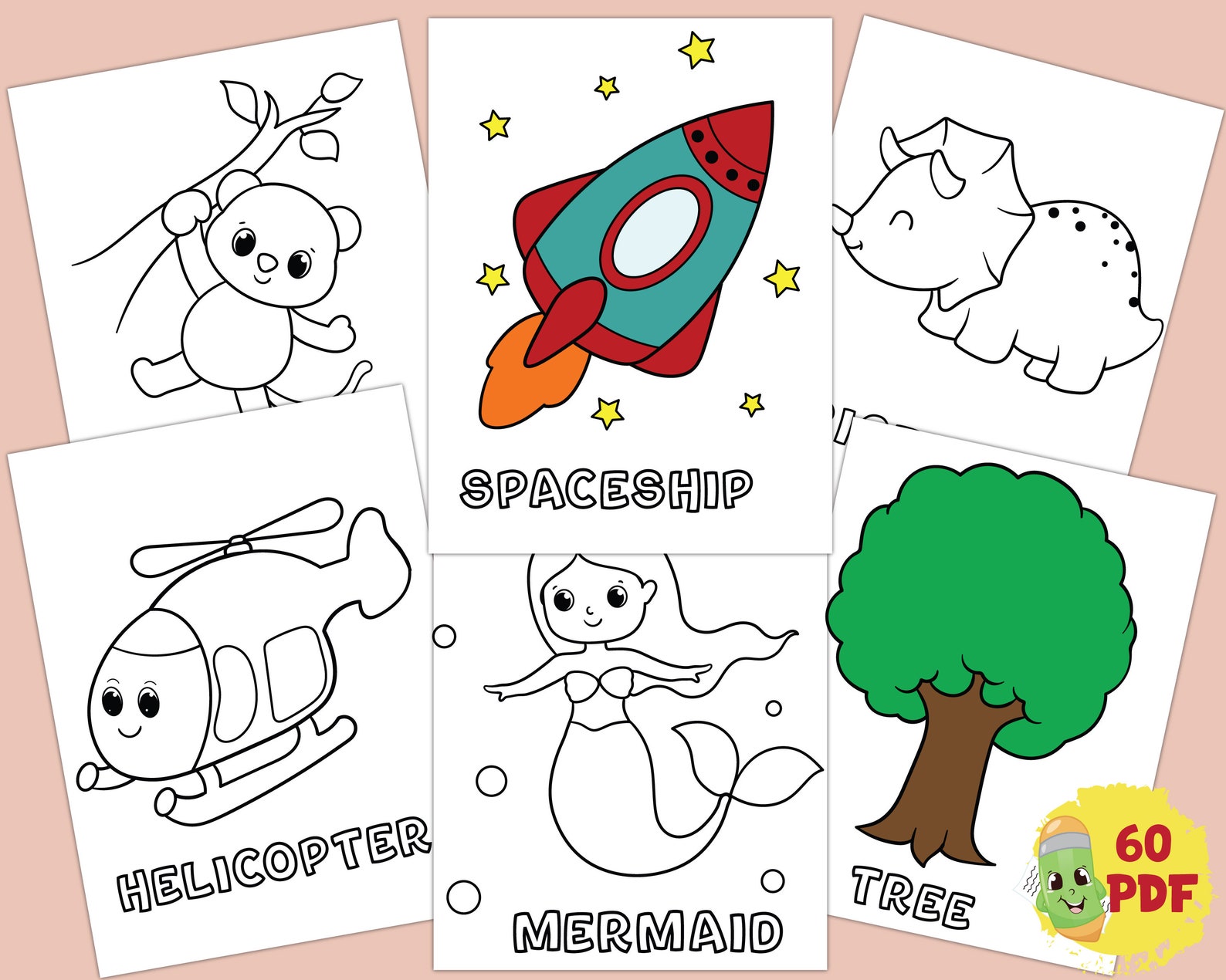 Big Picture Coloring Book for Kids, Simple Coloring Pages, Printable ...