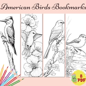 Printable American Birds Bookmarks for Kids and Adults, Digital ...