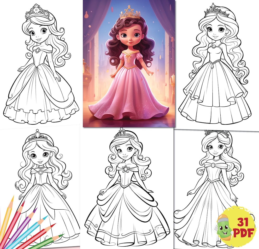 Printable Princess Coloring Page for Kids, Princesses Coloring Book ...