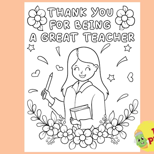 Teacher Appreciation Coloring Sheets - Etsy