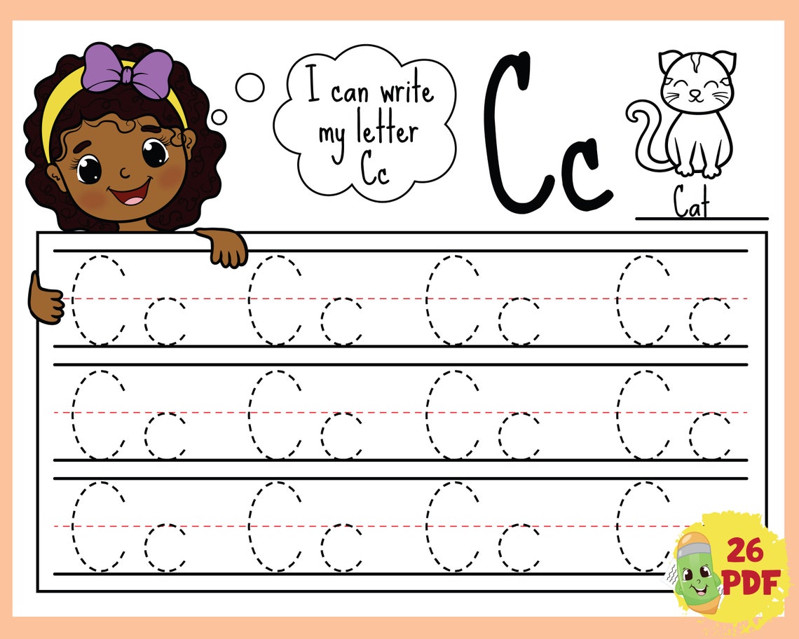 Alphabet Letter Tracing Worksheets, 26 Printable Alphabets, ABC Letters ...