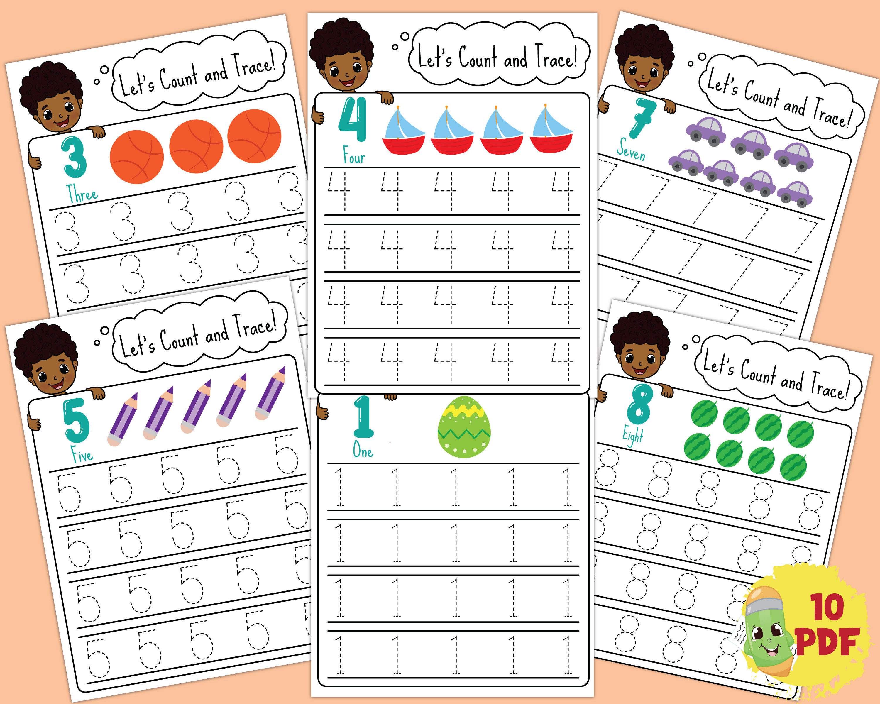 Numbers Tracing, 1-10 Number Tracing Worksheet, Homeschool Worksheets ...
