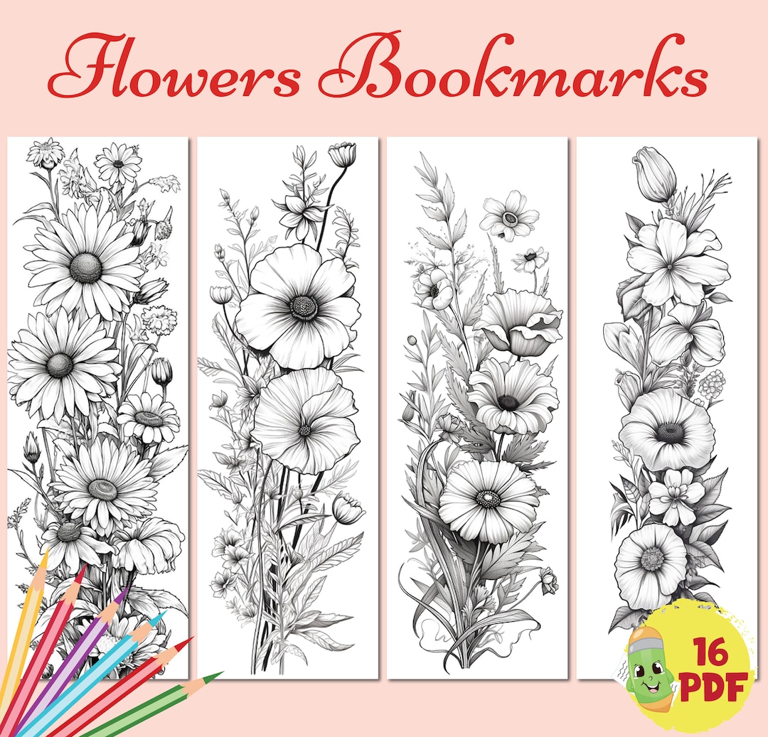 Printable Flowers Bookmarks for Kids and Adults, Digital Download ...