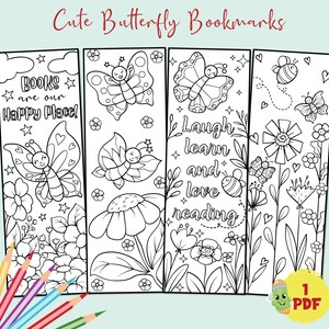 Printable Cute Butterfly and Bee Coloring Bookmarks for Kids, Insects ...