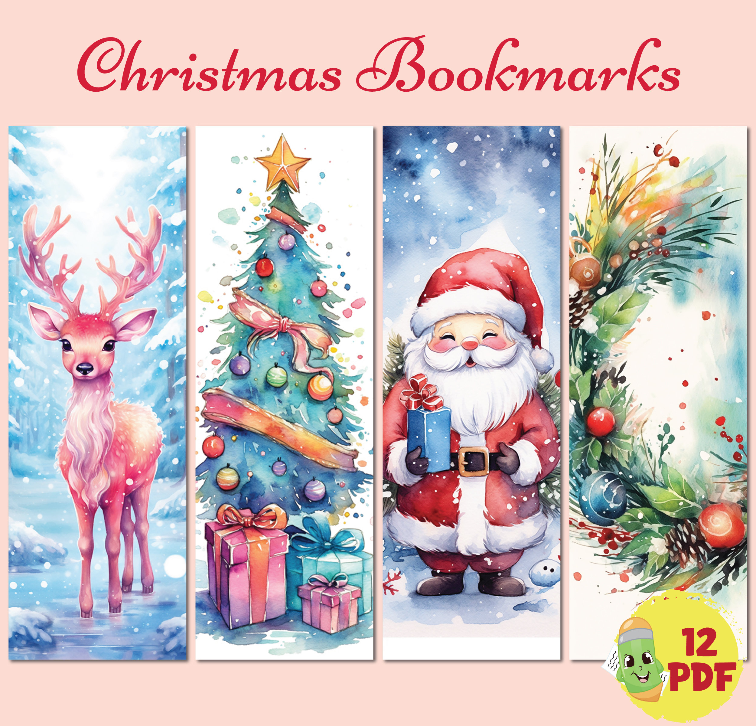 Printable Chrsitmas Bookmarks for Kids and Adults, Winter, Holidays ...