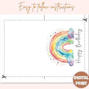Printable Pastel Rainbow Birthday Card, Happy Birthday Greeting Card ...