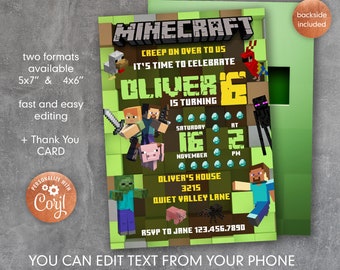 Mine Theme Birthday Invitation - Etsy