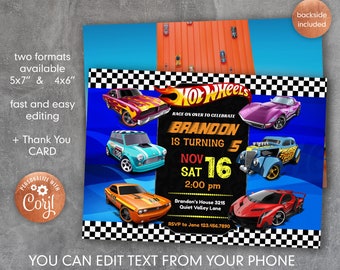 Hot Wheels Party Invitation - Etsy Canada