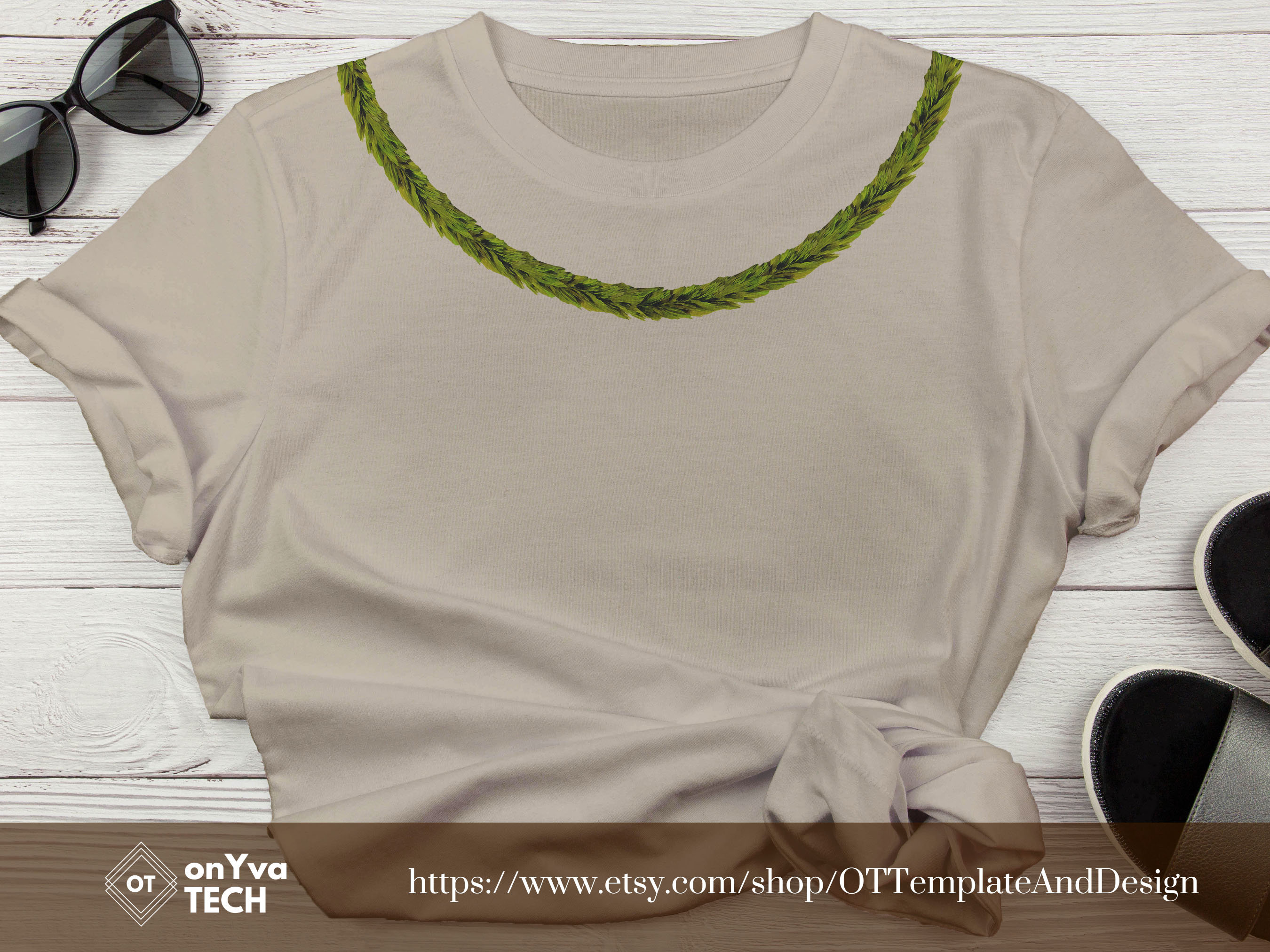 Green Lei Hulu Kamoe Hawaiian PNG Frame Bundle Digital - Etsy