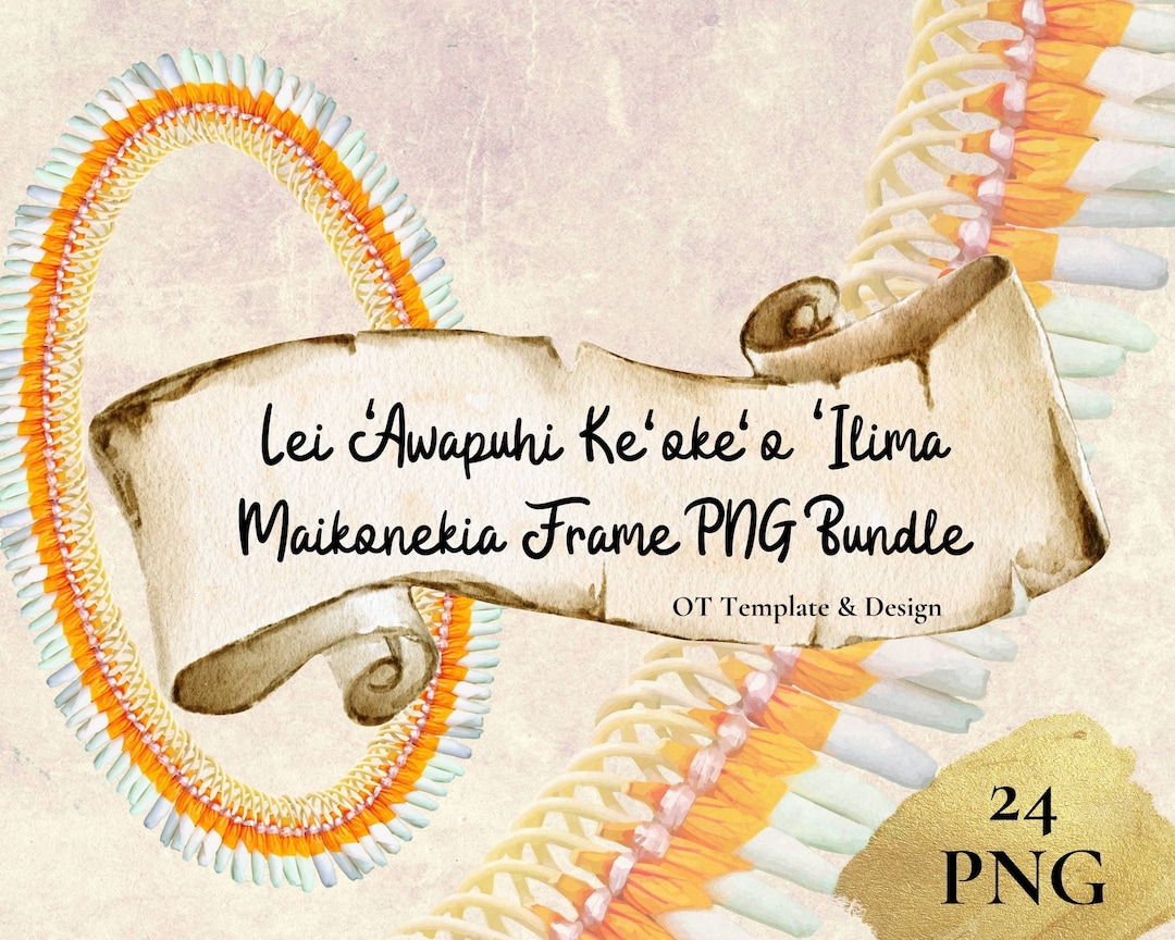 Micronesian White Ginger Ilima Lei, Hawaiian Flower Frame PNG Bundle ...