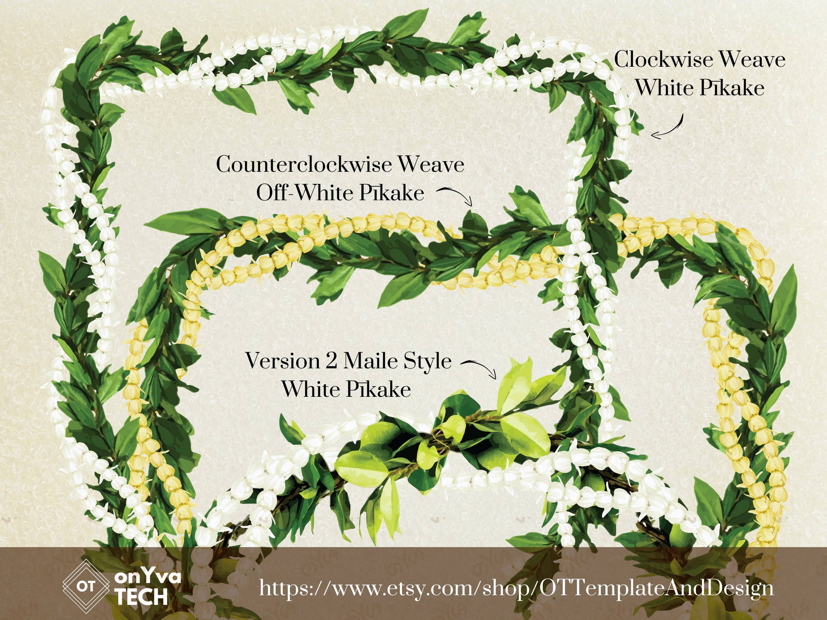 Maile & Pikake Lei 3 Strands Open Frames PNG Bundle Version 1, Digital ...
