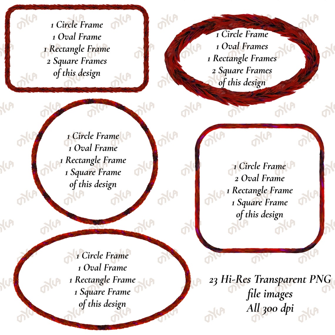 Red Lei Hulu Kamoe Hawaiian PNG Frame Bundle Digital Instant - Etsy
