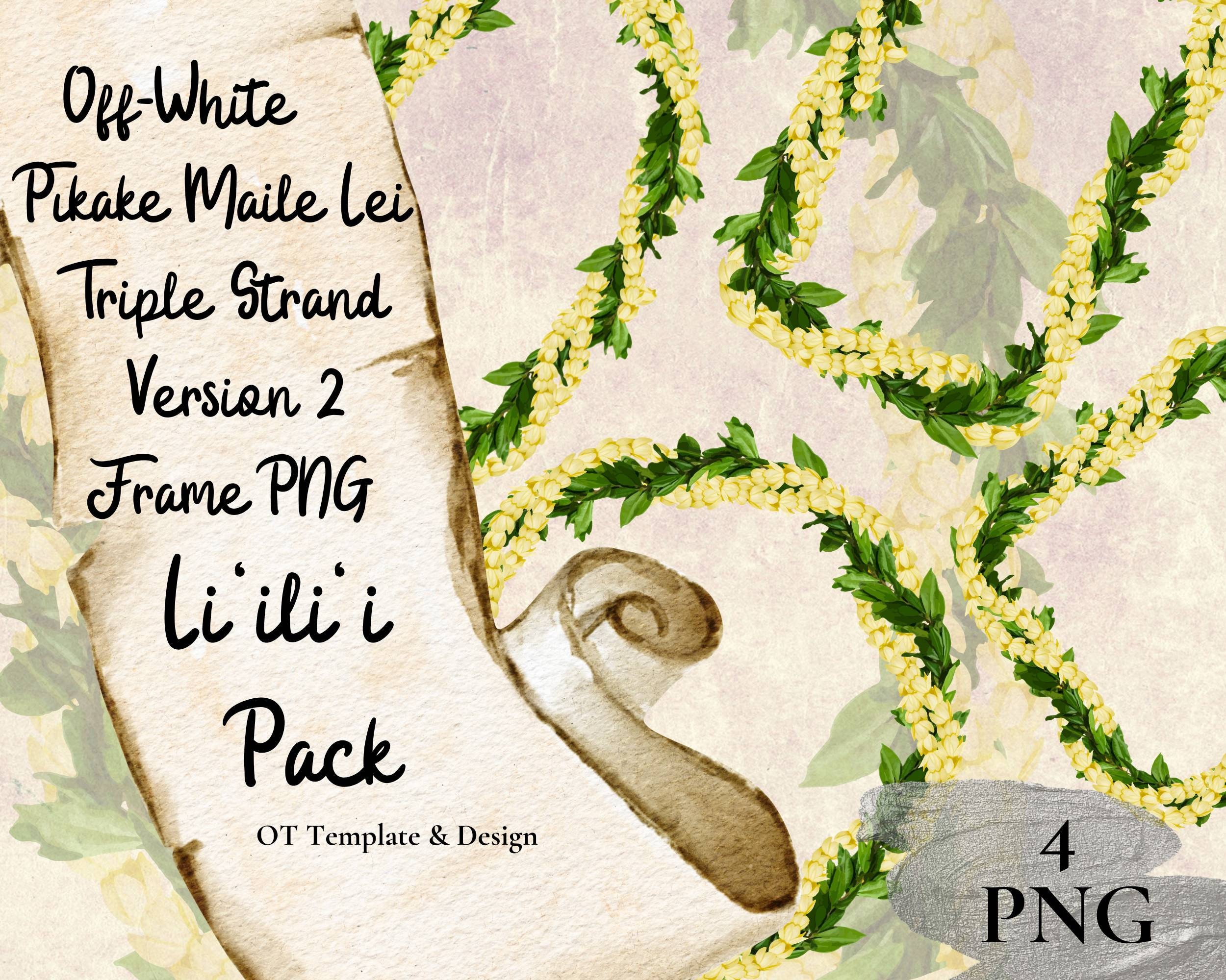 Off-white Pikake Maile Lei Triple Strand Frame PNG V2 Liilii Pack ...
