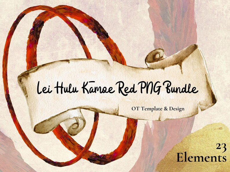 Red Lei Hulu Kamoe Hawaiian PNG Frame Bundle Digital Instant - Etsy