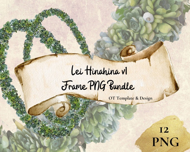 Hinahina Lei, Hawaiian Flower Frame PNG Bundle, Digital Download - Etsy
