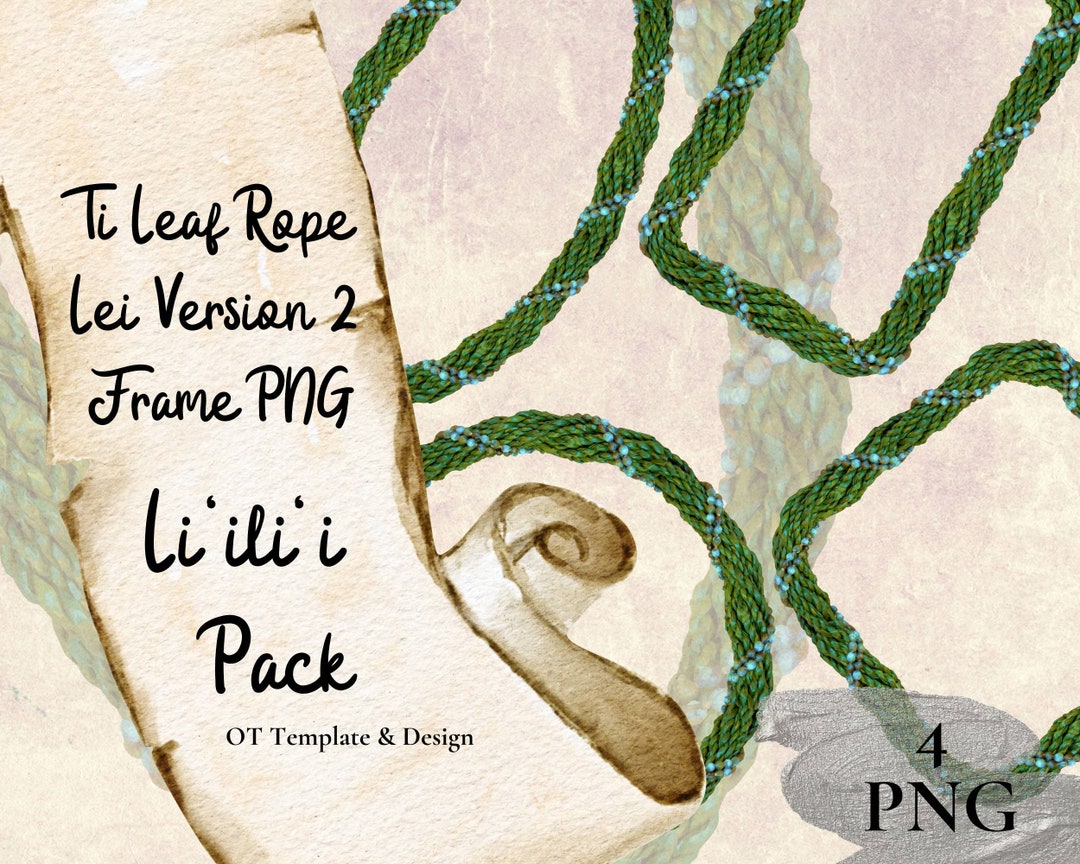 Ti Leaf Rope Lei Frame PNG V2 Liilii Pack Hawaiian Flower Border ...