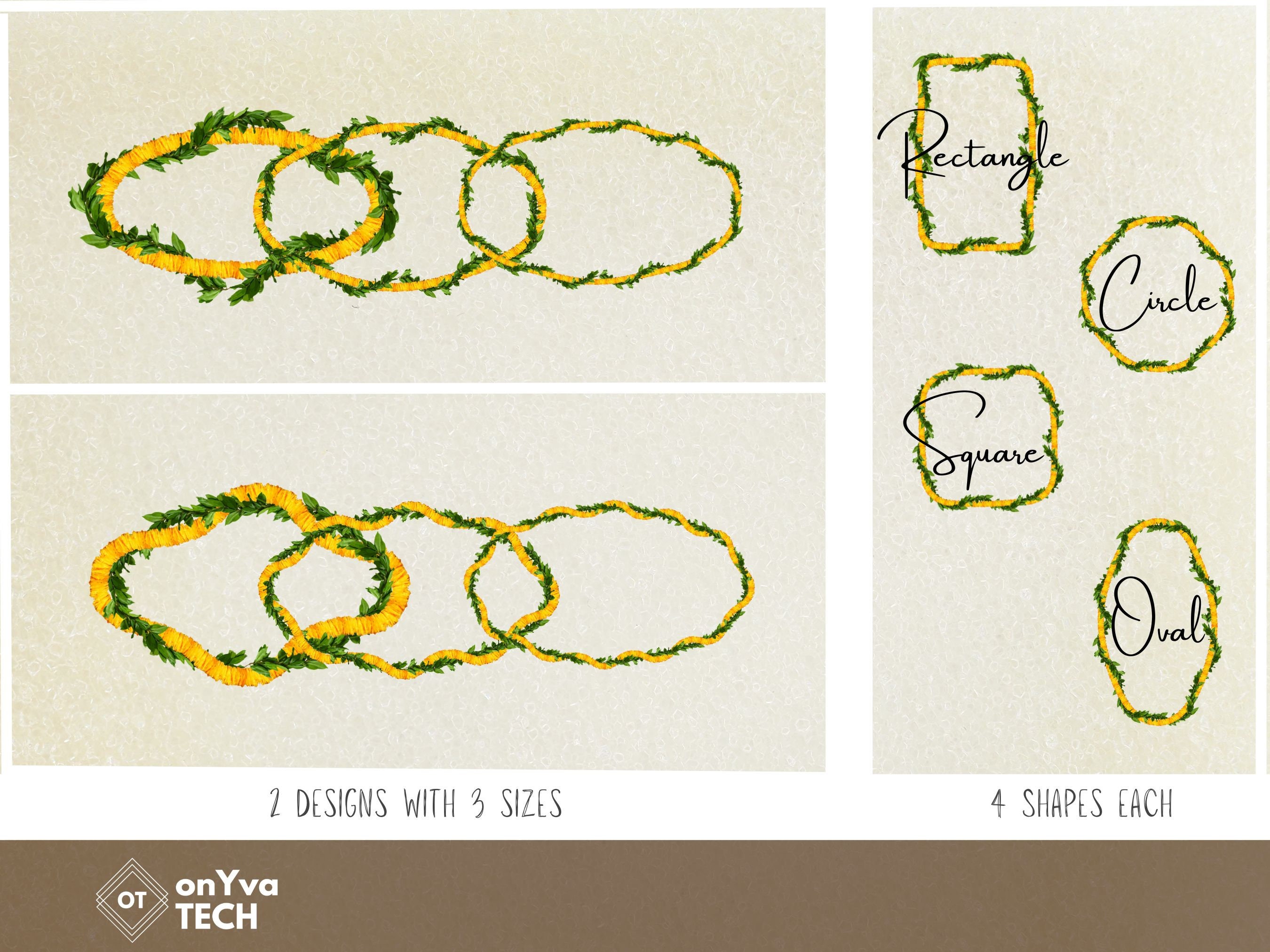 Maile Twist Lei Hulu Ilima, Hawaiian Flower Frame PNG Bundle, Digital ...