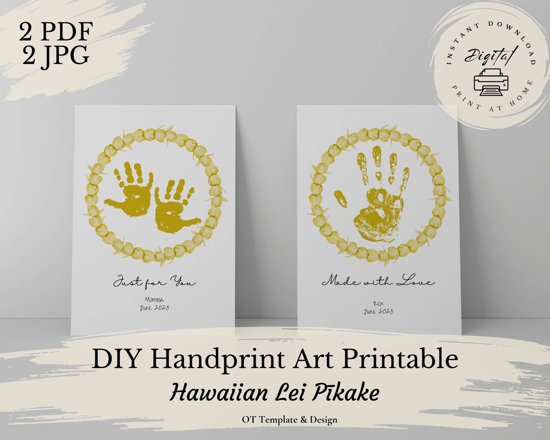 Pikake Hawaiian Lei Frame Handprint Printable Wall Art by - Etsy