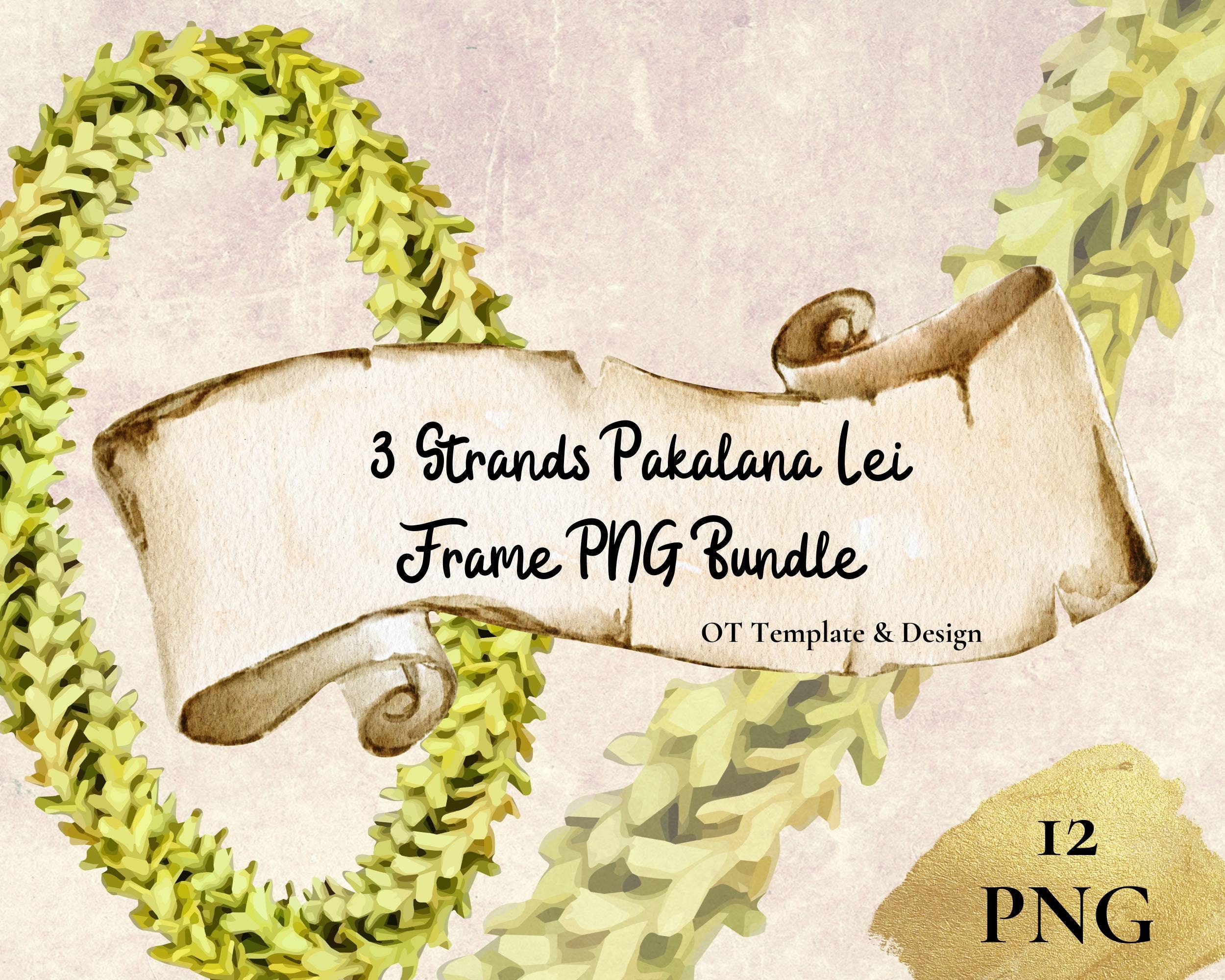 Pakalana Lei 3 Strands PNG Frame Bundle, Green Hawaiian Flower Border ...