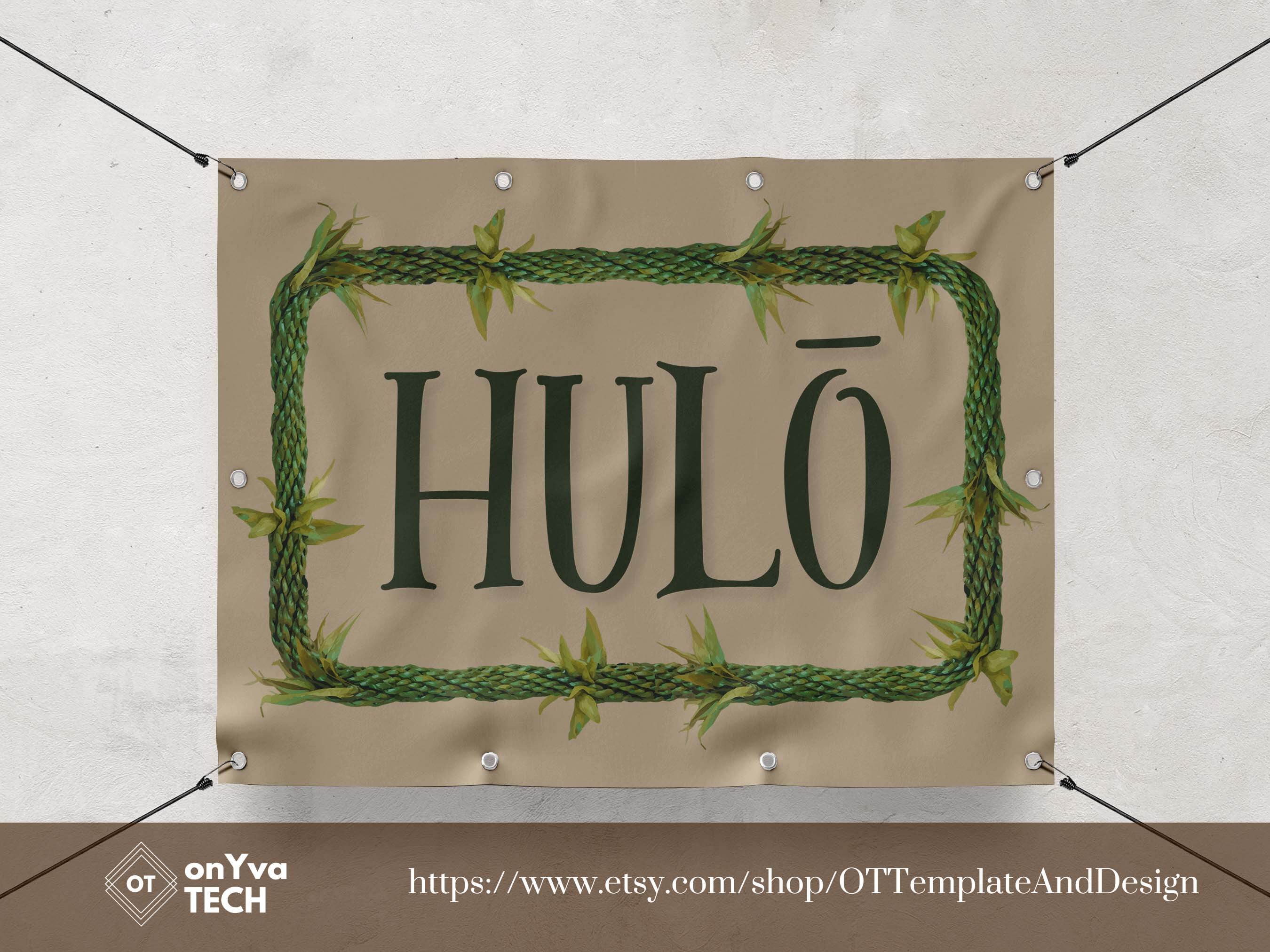 Ti Leaf Rope Lei PNG Frame Bundle, Hawaiian Flower Garland, Oval ...