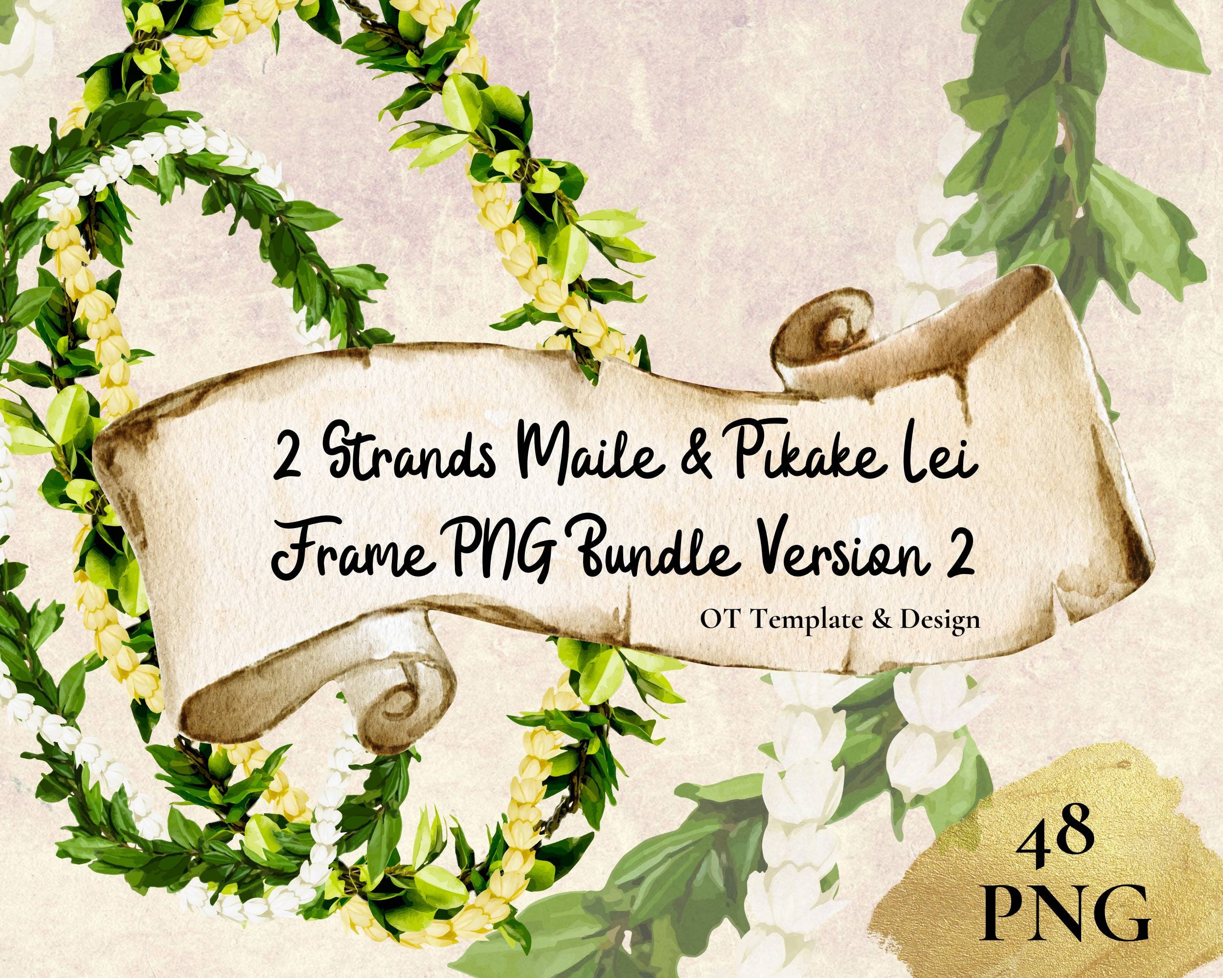 Maile & Pikake Lei 2 Strands Frames PNG Bundle Version 2, Digital ...