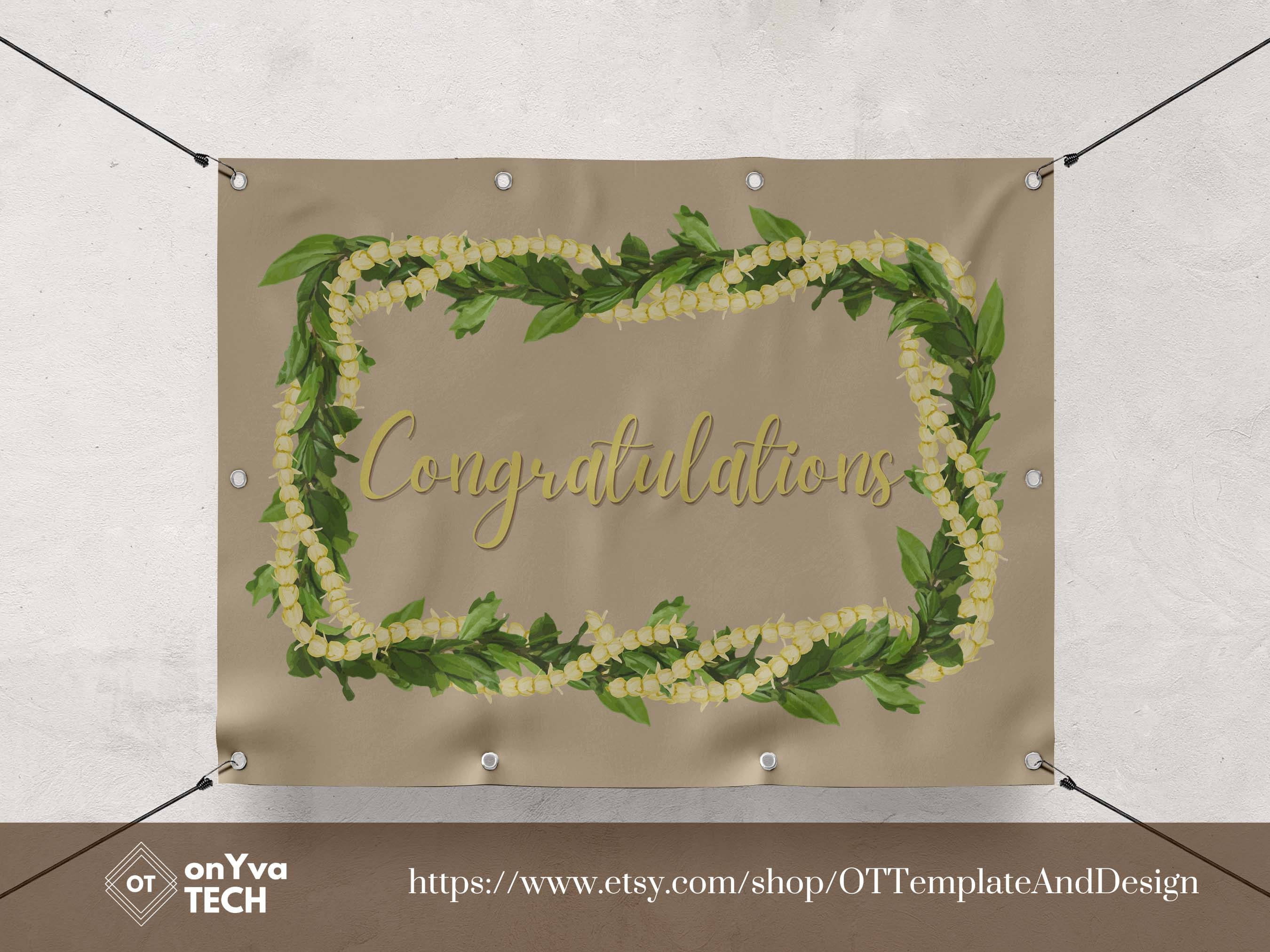 Maile & Pikake Lei 3 Strands Frames PNG Bundle Version 1, Digital ...