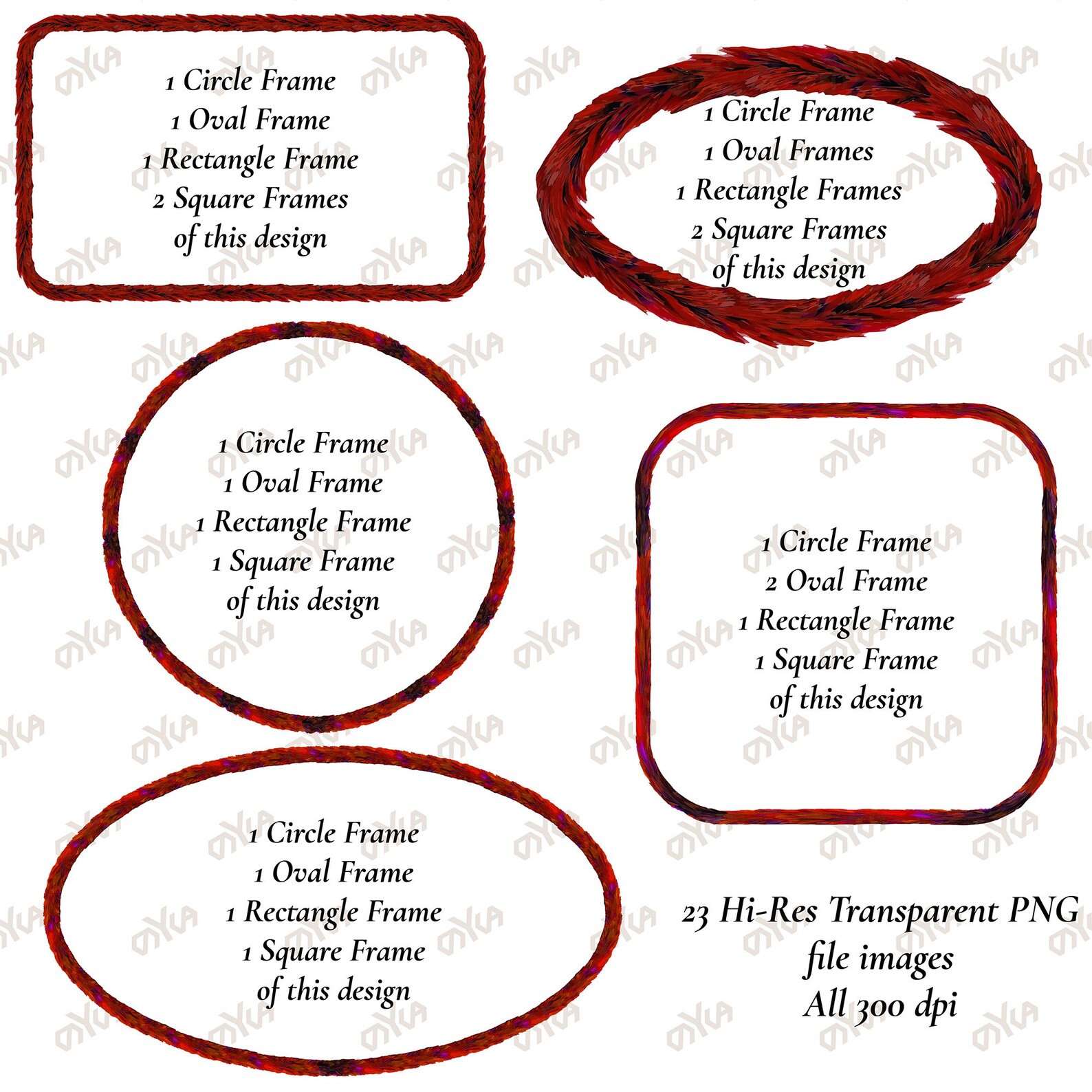 Red Lei Hulu Kamoe Hawaiian PNG Frame Bundle, Digital Instant Download ...
