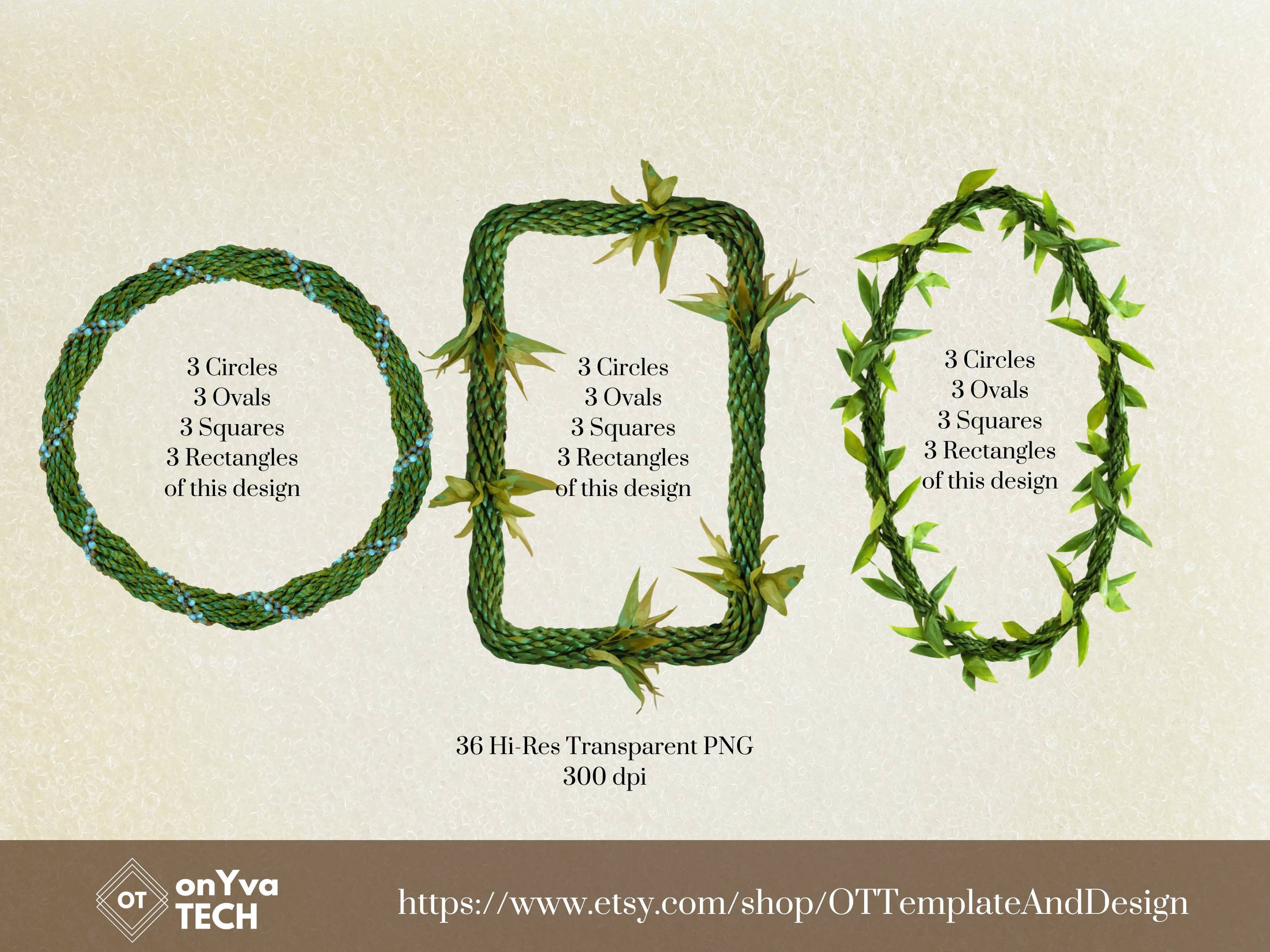 Ti Leaf Rope Lei PNG Frame Bundle, Hawaiian Flower Garland, Oval ...