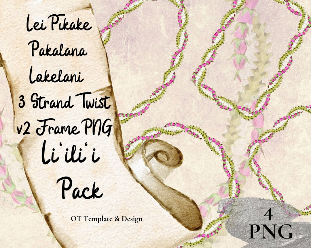 Pikake Pakalana Lokelani 3 Strand Twist Lei, Hawaiian Flower Border PNG ...