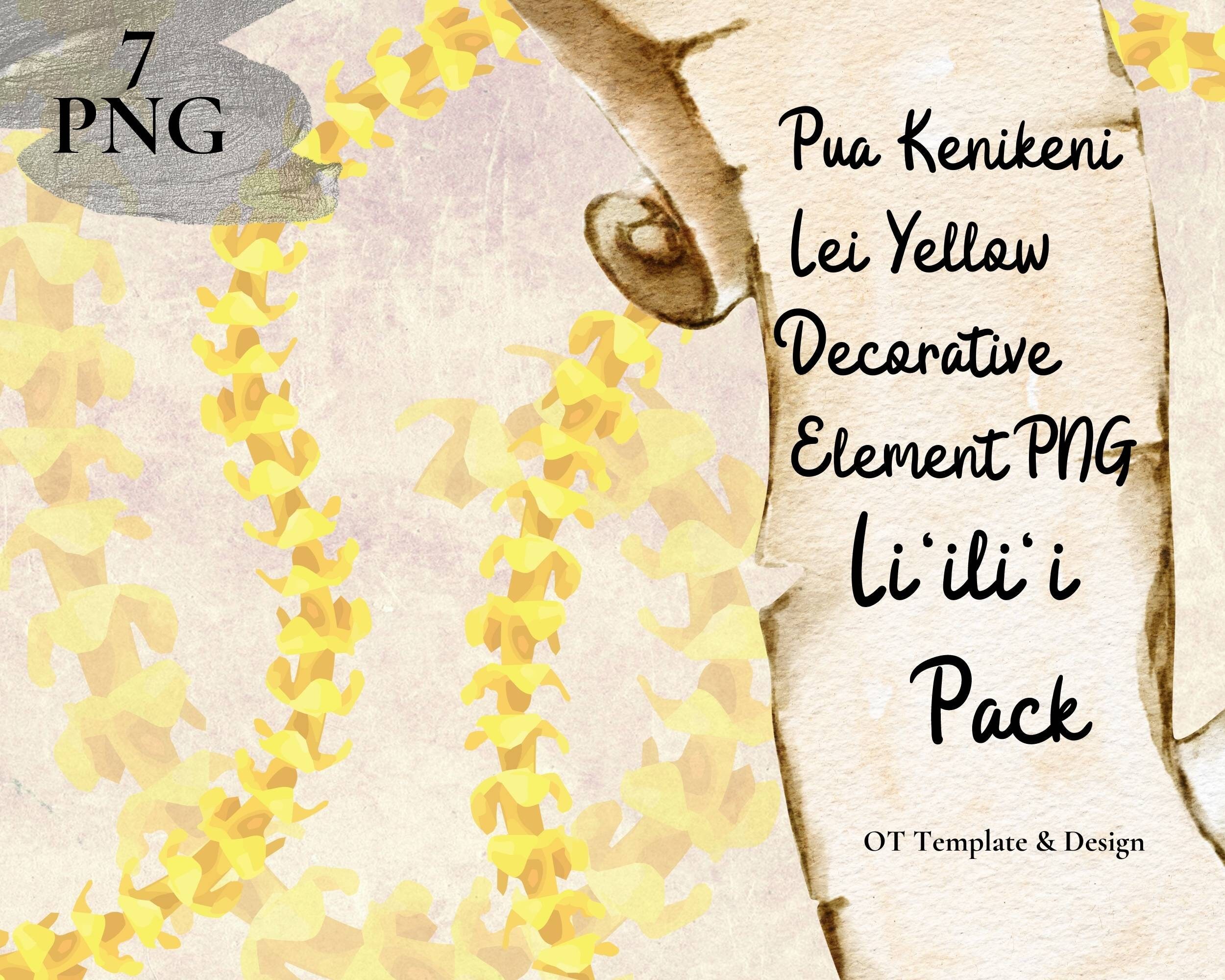 Puakenikeni Lei Yellow PNG Decorative Element Liilii Pack Hawaiian Lei ...