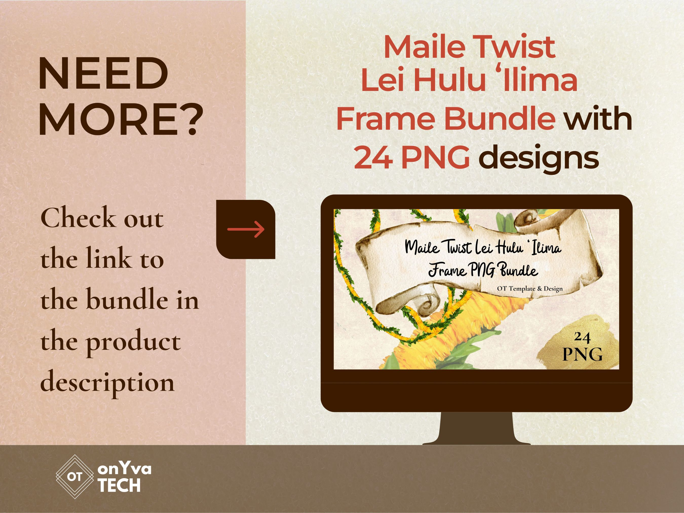 Maile Twist Lei Hulu Ilima, Hawaiian Flower Border PNG Bundle, Tropical ...