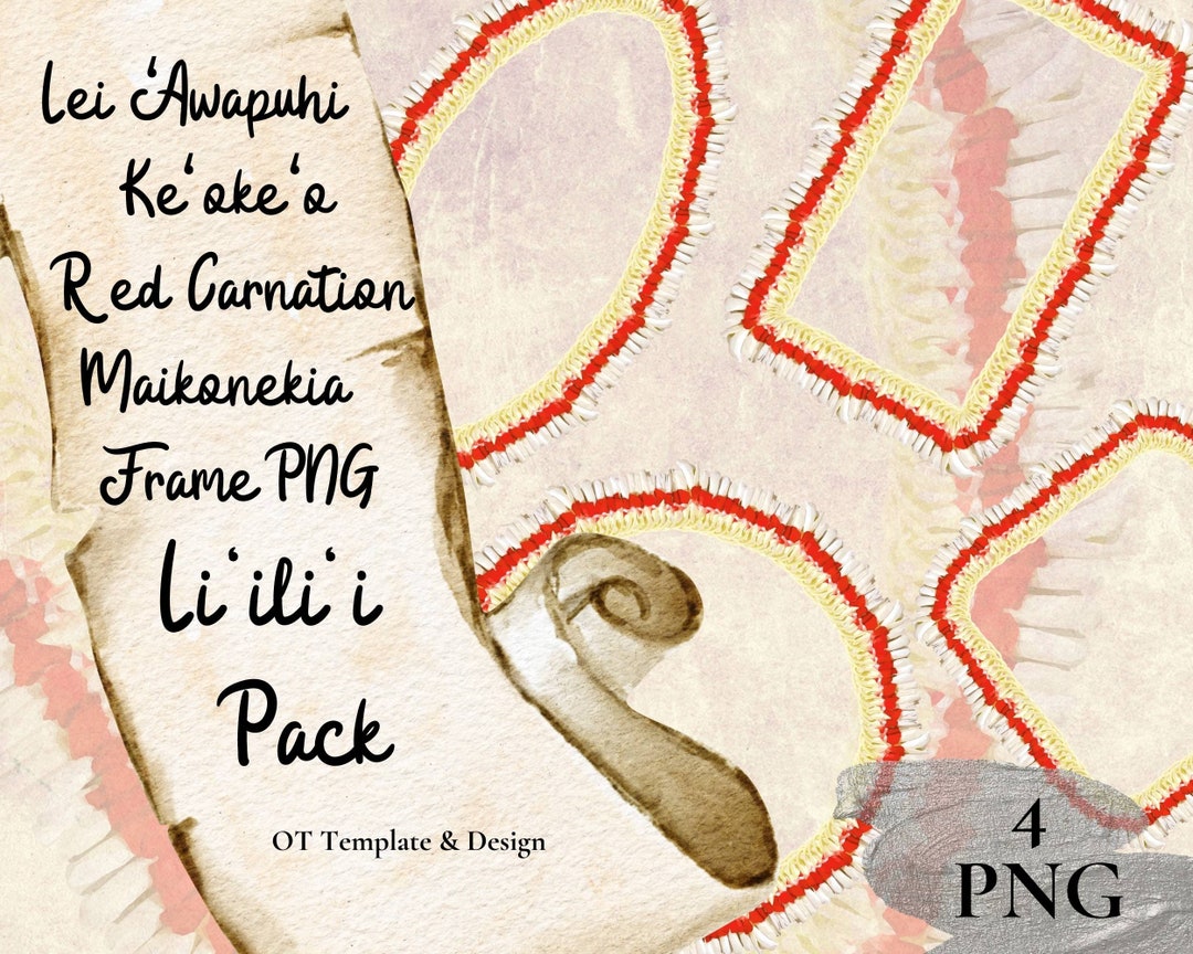 Micronesian White Ginger Red Carnation Lei Frame PNG Liilii Pack ...