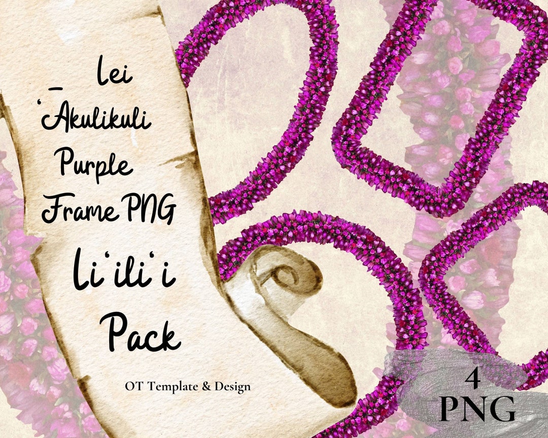 Akulikuli Lei, Purple Hawaiian Flower Border PNG Bundle, Tropical ...