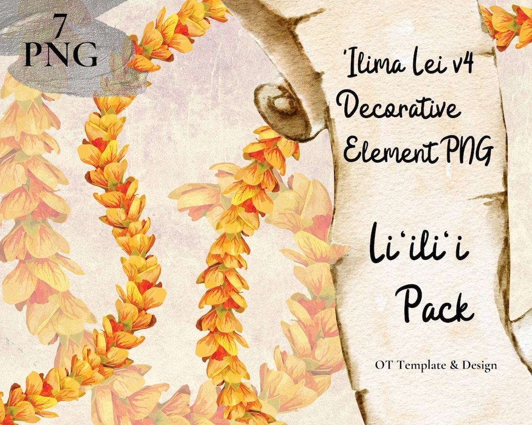 Ilima Lei V4 PNG Decorative Element Liilii Pack Hawaiian Lei Decoration ...