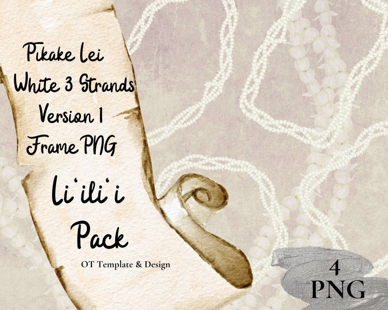 Pikake Lei White 3 Strand Frame PNG V1 Liilii Pack Hawaiian Flower ...