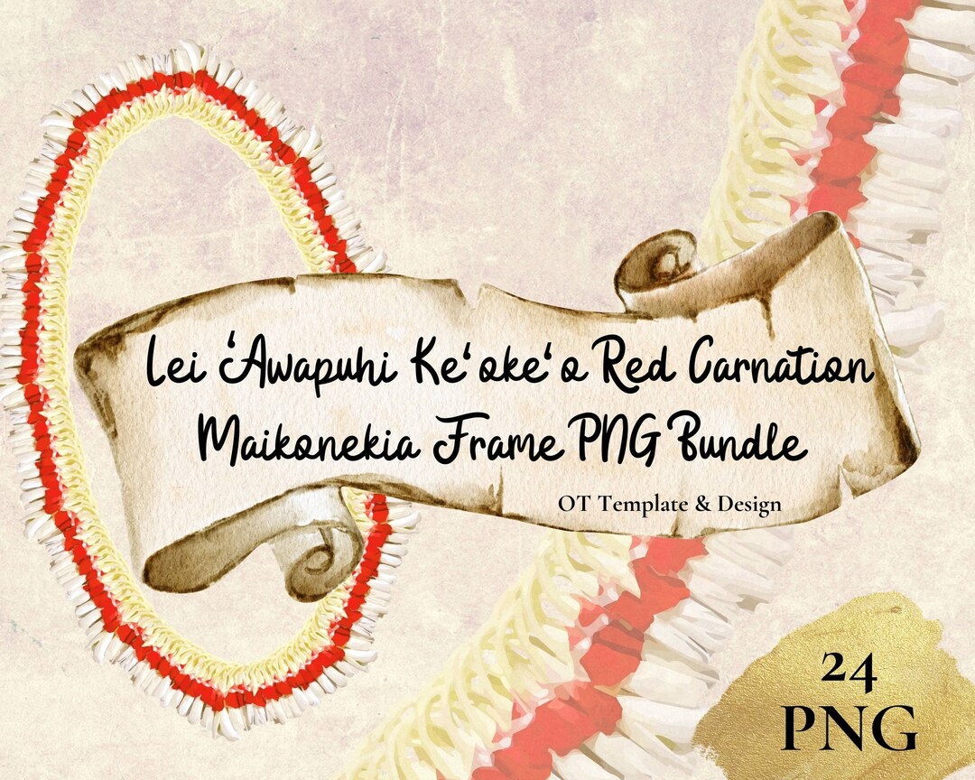 Micronesian White Ginger Red Carnation Lei, Hawaiian Flower Frame PNG ...