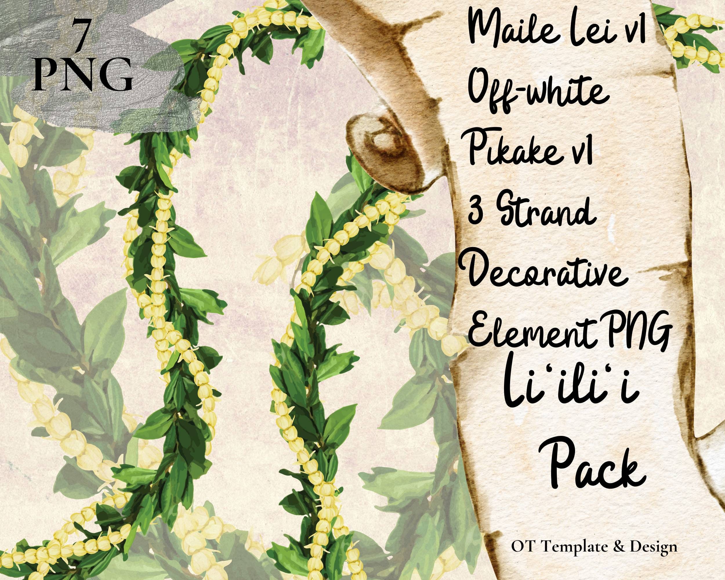 Pikake Maile 3 Strand Lei Flower PNG Decorative Element, Instant ...