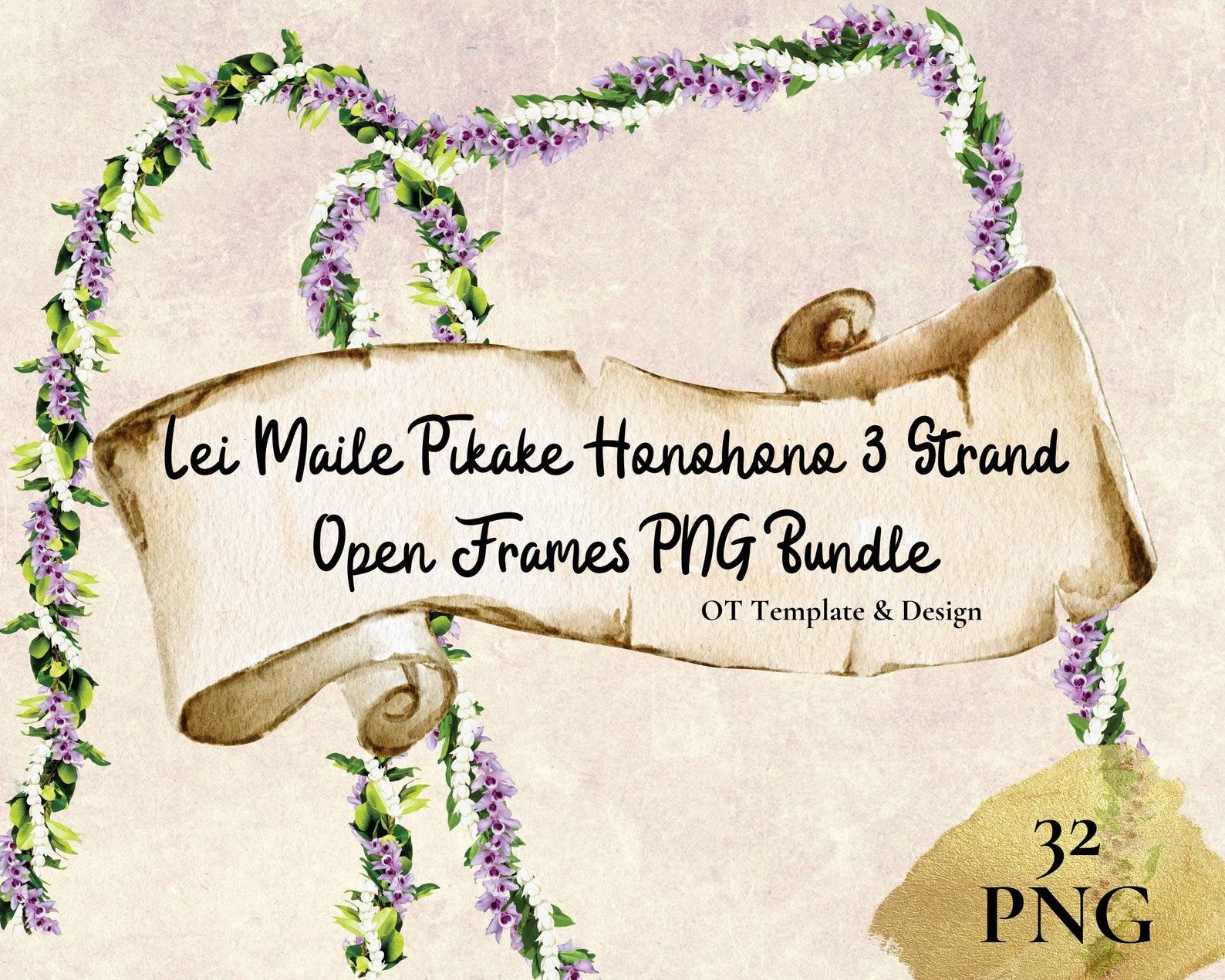 Maile Pikake Honohono 3 Strand Twist Open Lei, Hawaiian Flower Frame ...